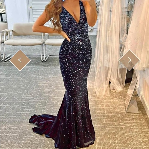 berlin nova | Dresses | Elegant Mermaid Glitter Rhinestone Long Dress ...